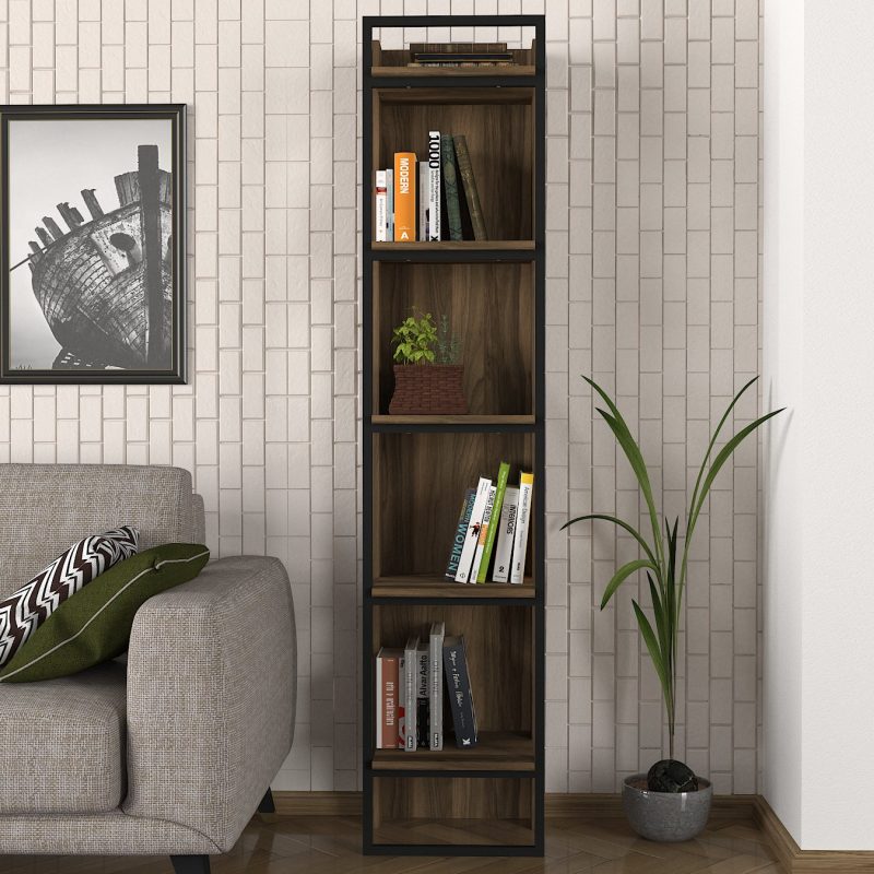 Exclusive Kelvin Metal Bookcase Walnut | Dekorister - Turkish Furniture ...